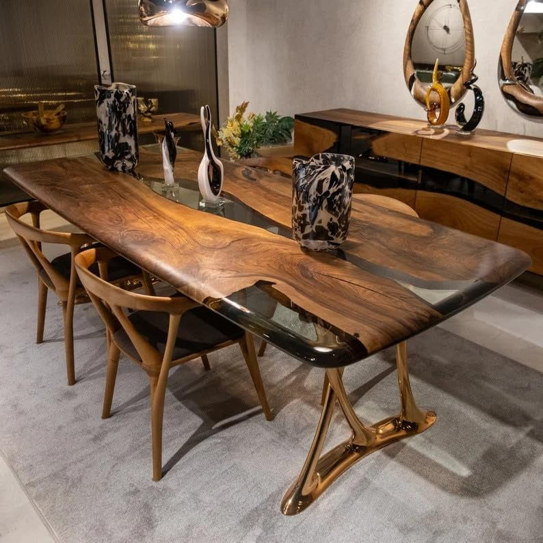 HANDI STONE Epoxy Square Table (Only Top) Natural Wood Table, Wooden ...