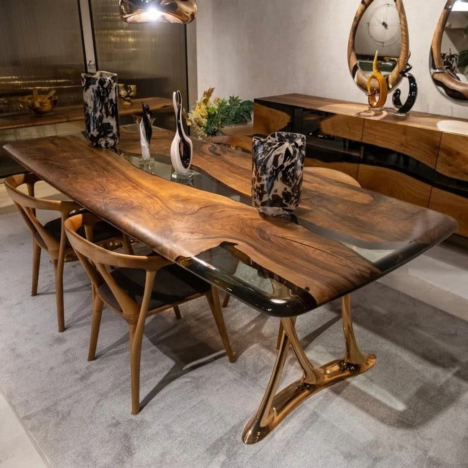 HANDI STONE Epoxy Square Table (Only Top) Natural Wood Table, Wooden ...