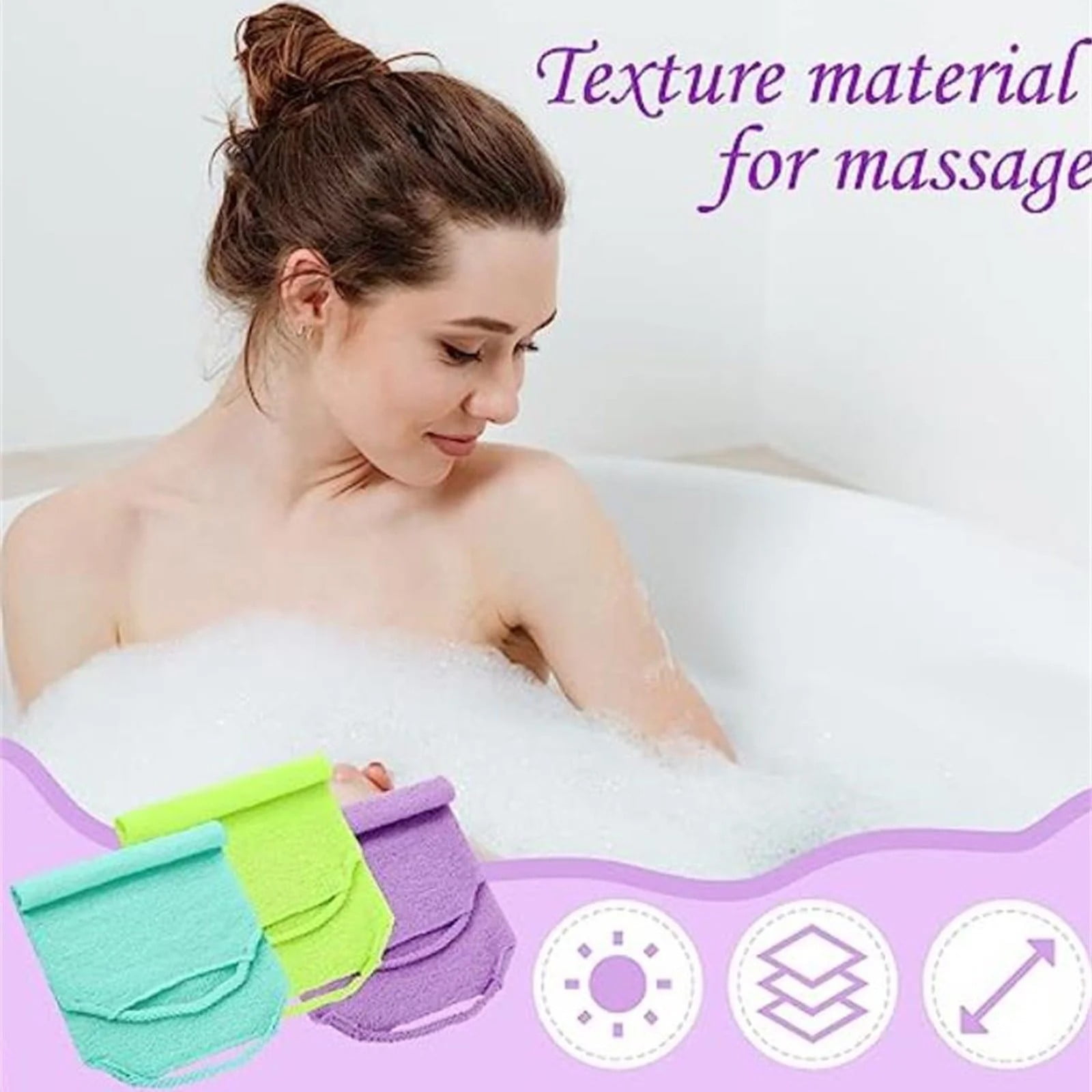 HANDIED Nylon Body Scrubber Towel Shower Back Washer Exfoliating ...