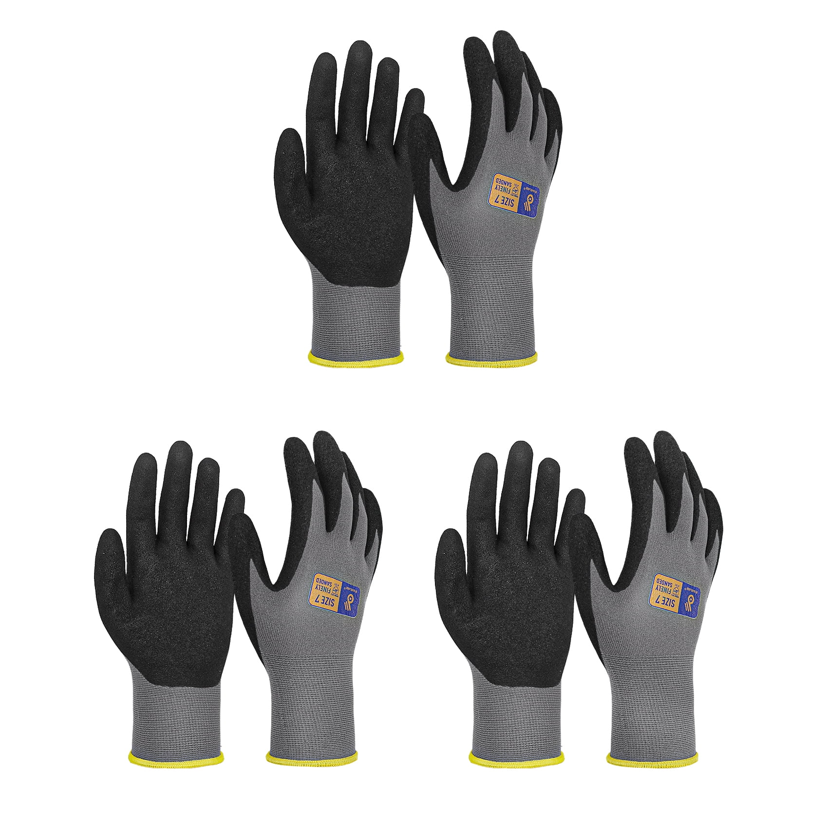 HANDLANDY 3 Pairs Nitrile Coated Garden Gloves for Men & Women, Work ...