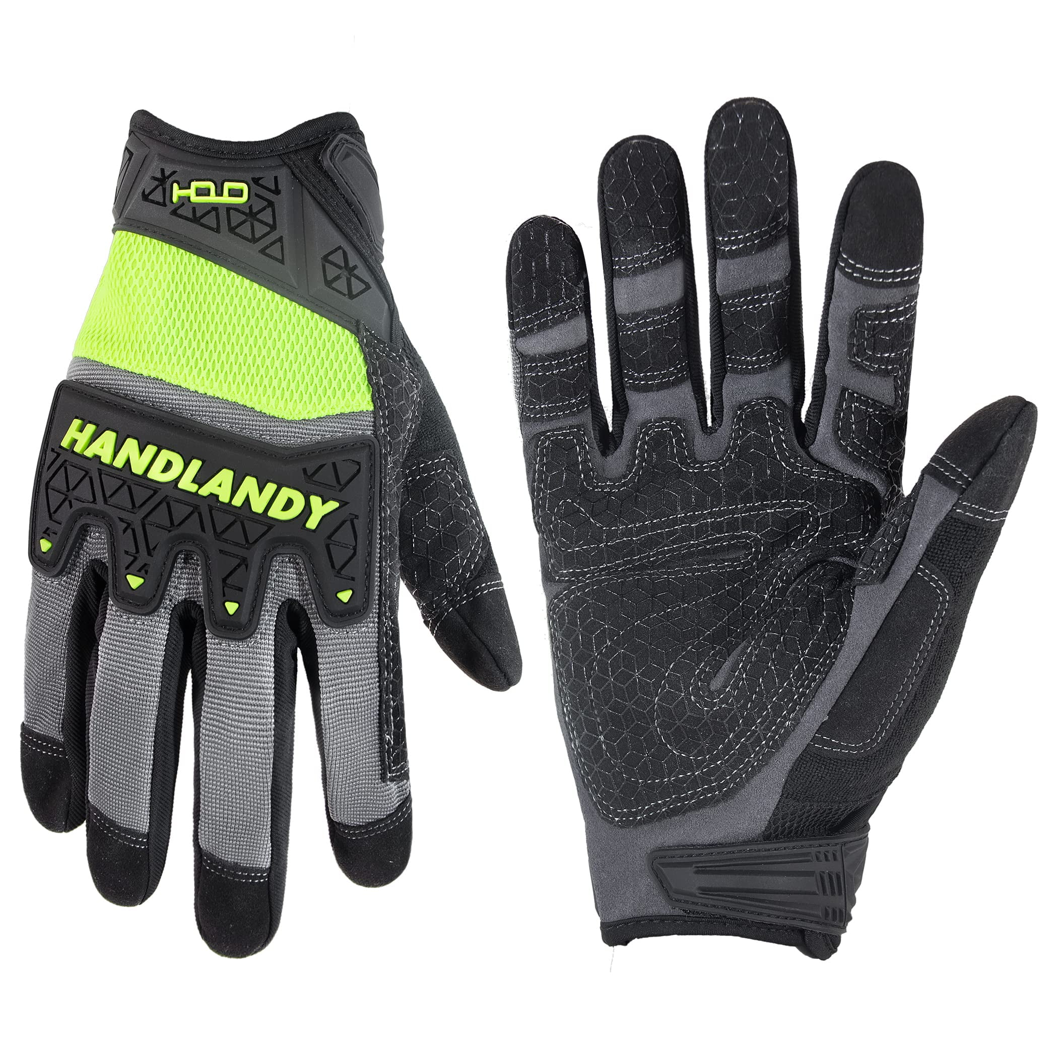 HANDLANDY Excellent Grip Work Gloves with TPR Impact Reducing Safety ...
