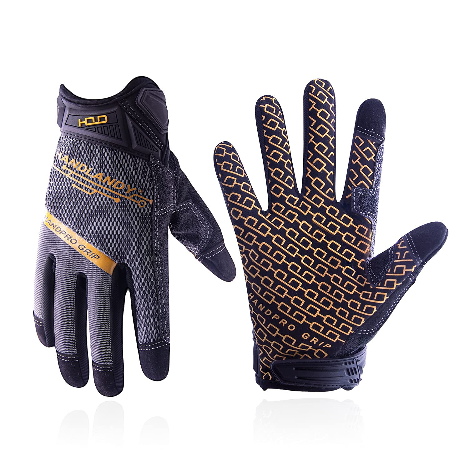 HANDLANDY Extra Grip Touchscreen Non-slip Work Glove, Mechanic Thin ...