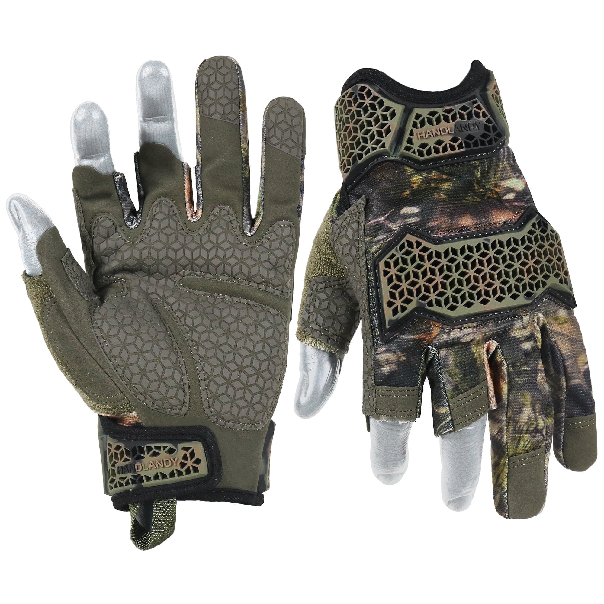 HANDLANDY Fingerless Framer Work Gloves for Men, Utility Grip Paded ...