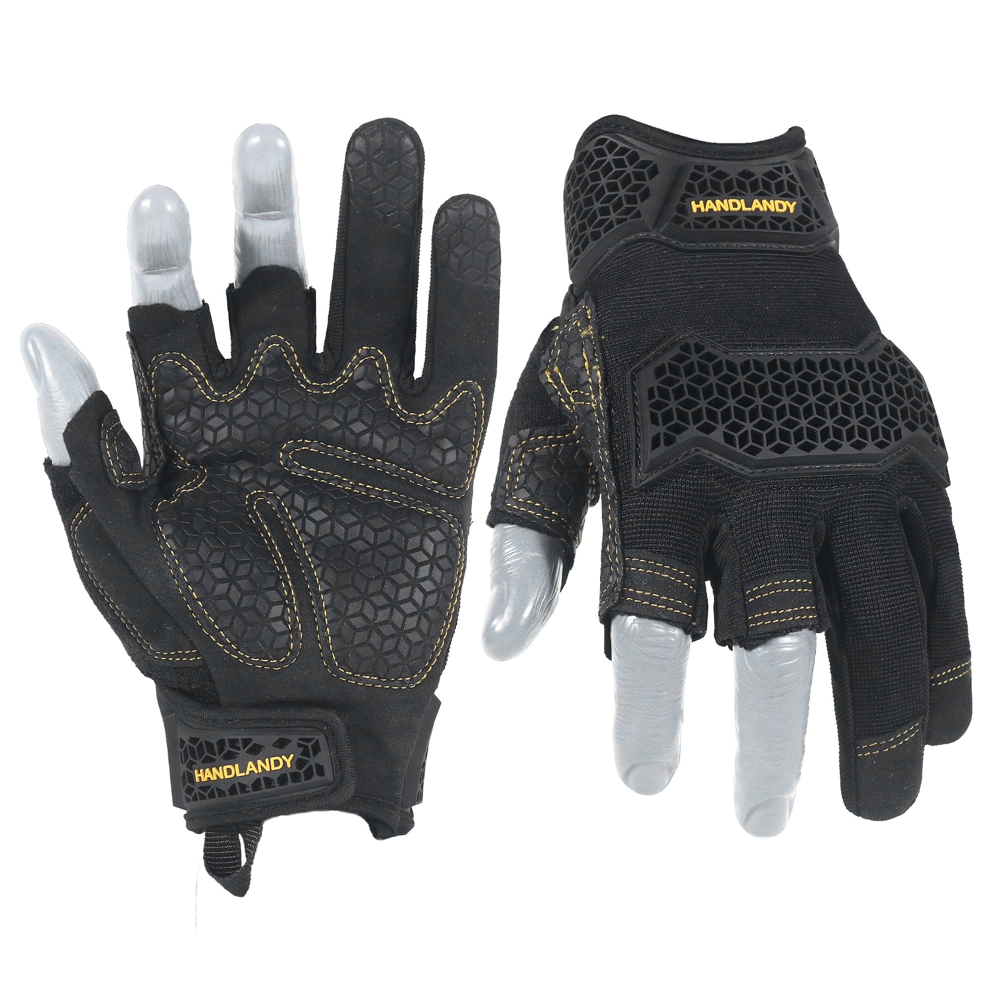 HANDLANDY Fingerless Framer Work Gloves for Men, Utility Grip Paded ...