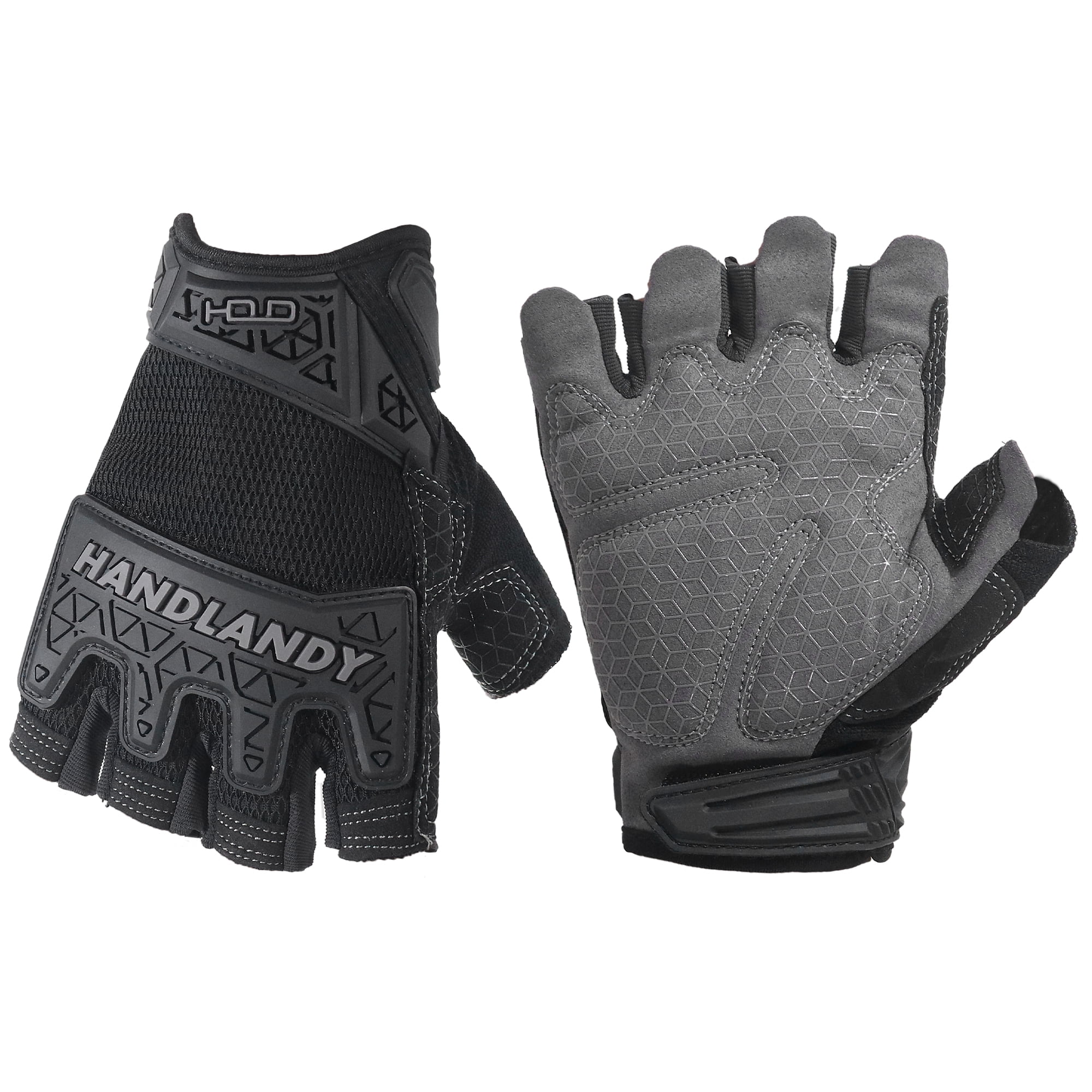 HANDLANDY Fingerless Work Gloves for Men, Padded Half Finger Mechanics ...