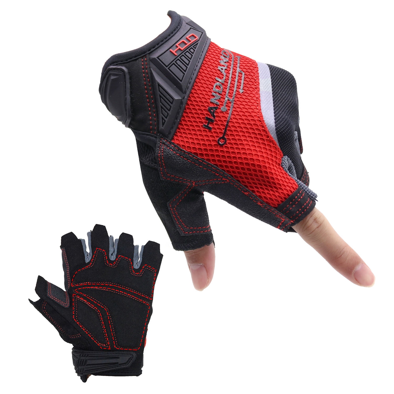 HANDLANDY Men's Fingerless Work Gloves with Palm Impact Protection ...
