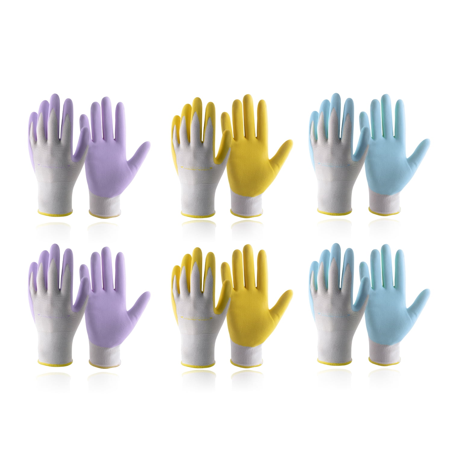HANDLANDY Garden Gloves for Women Latex Free, 6 Pairs Breathable Nitrile Coated Small Gardening ...