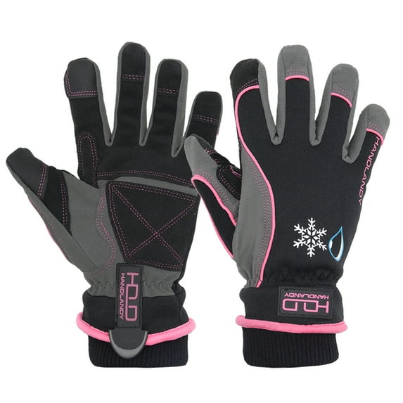 HANDLANDY Women's Insulated Work Gloves, Waterproof, Touch Screen, Winter Ski/Snowboard (L, Pink ...