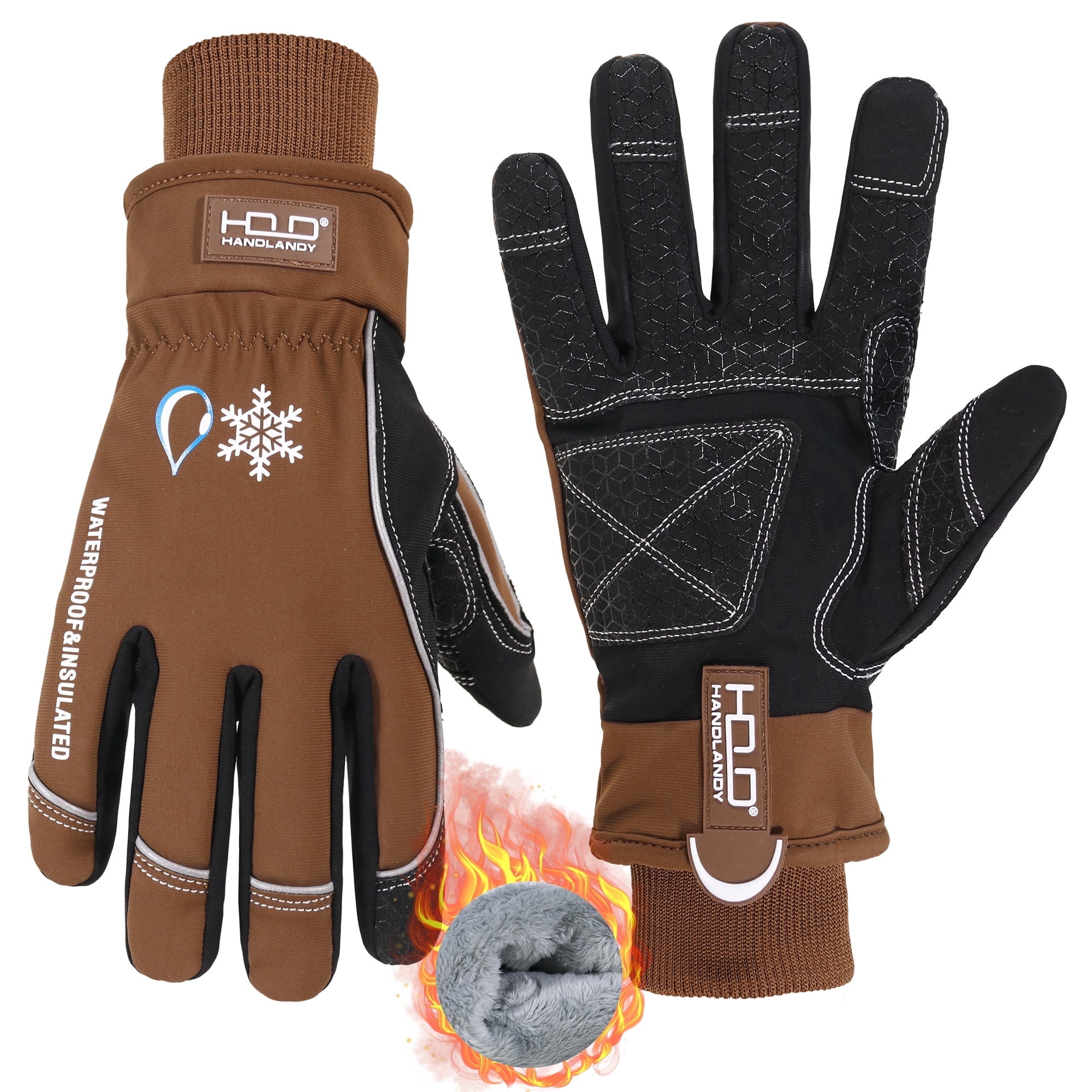HANDLANDY Winter Insulated Work Gloves, 3M Thinsulate Thermal Water ...