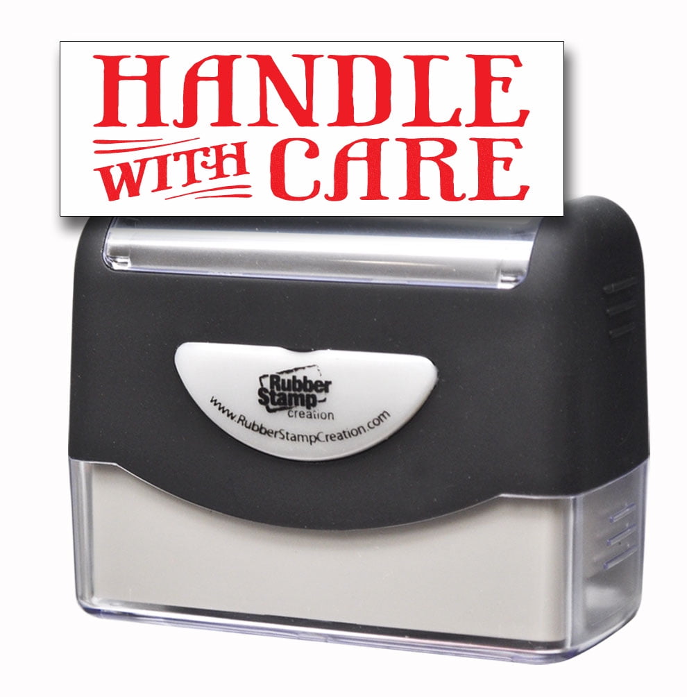 HANDLE WITH CARE Pre-inked Stamp - Red Ink (Large) - Walmart.com