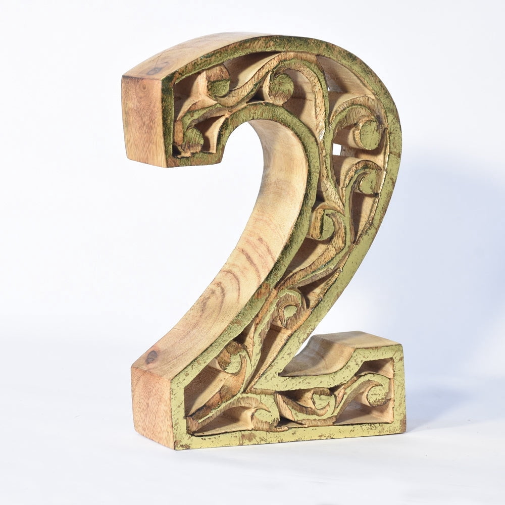 HANDMADE ECO-FRIENDLY "2" WOOD NUMERIC NUMBER FOR WALL MOUNT & TABLE ...