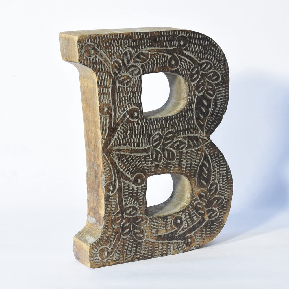 HANDMADE ECO-FRIENDLY "B" WOOD ALPHABET LETTER BLOCK FOR WALL MOUNT ...