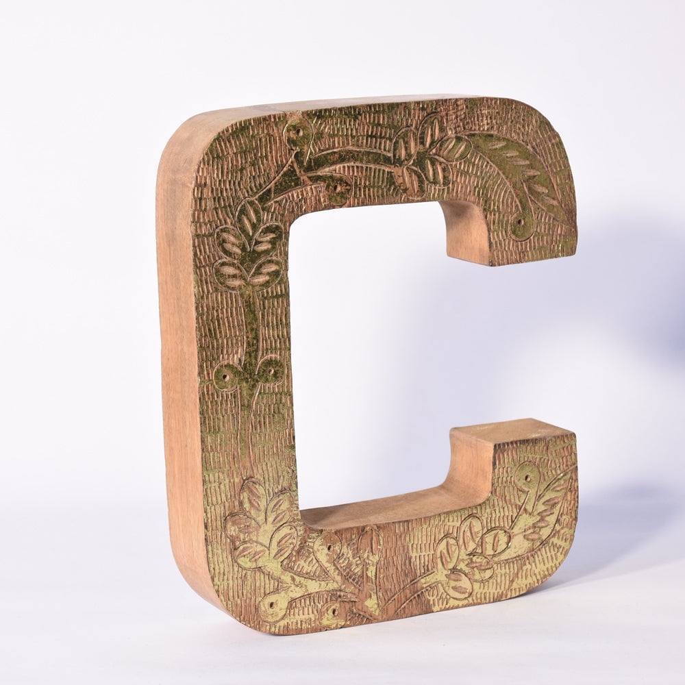 HANDMADE ECO-FRIENDLY "C" WOOD ALPHABET LETTER BLOCK FOR WALL MOUNT ...