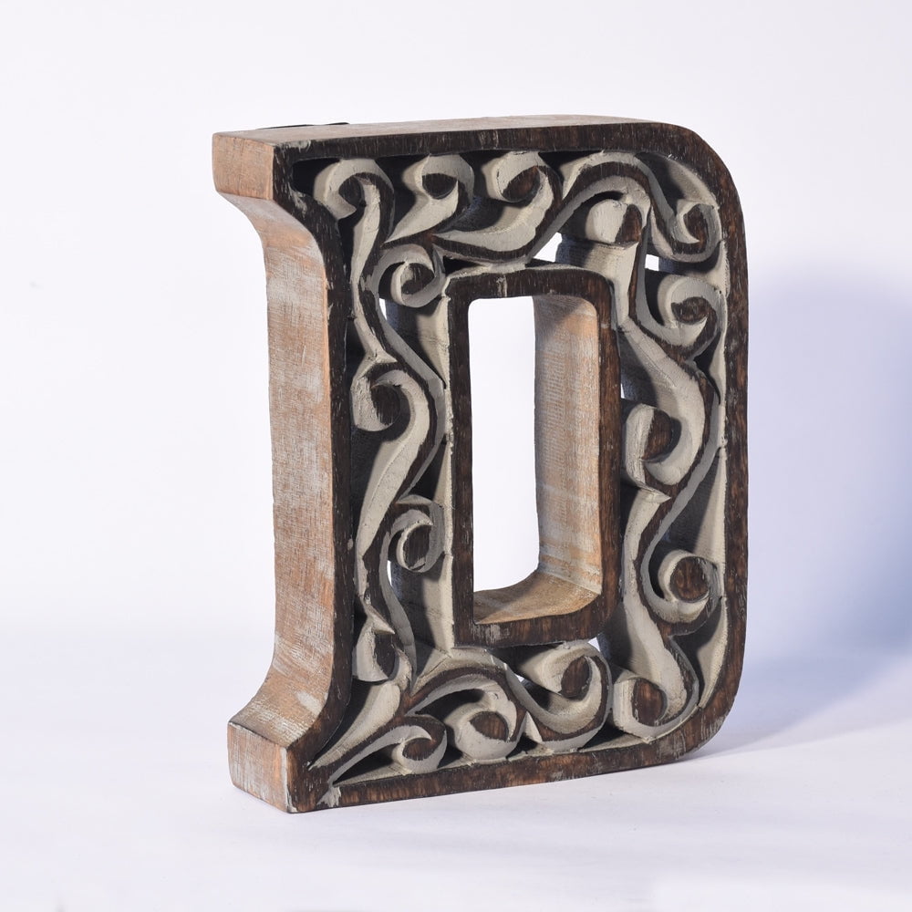 HANDMADE ECO-FRIENDLY "D" WOOD ALPHABET LETTER BLOCK FOR WALL MOUNT ...