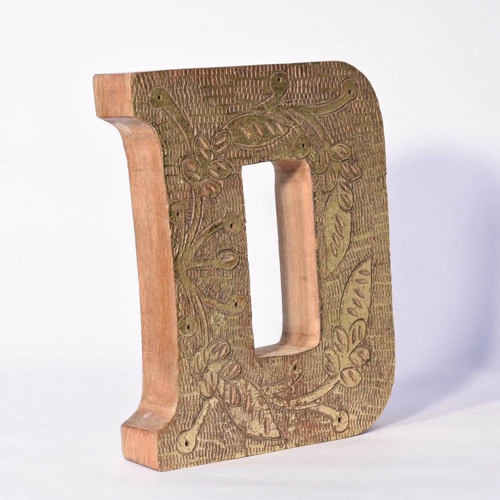 HANDMADE ECO-FRIENDLY "D" WOOD ALPHABET LETTER BLOCK FOR WALL MOUNT ...