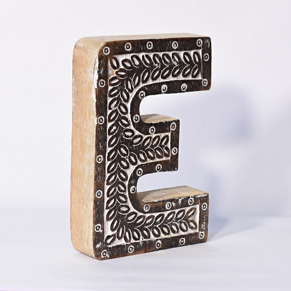 HANDMADE ECO-FRIENDLY "E" WOOD ALPHABET LETTER BLOCK FOR WALL MOUNT ...