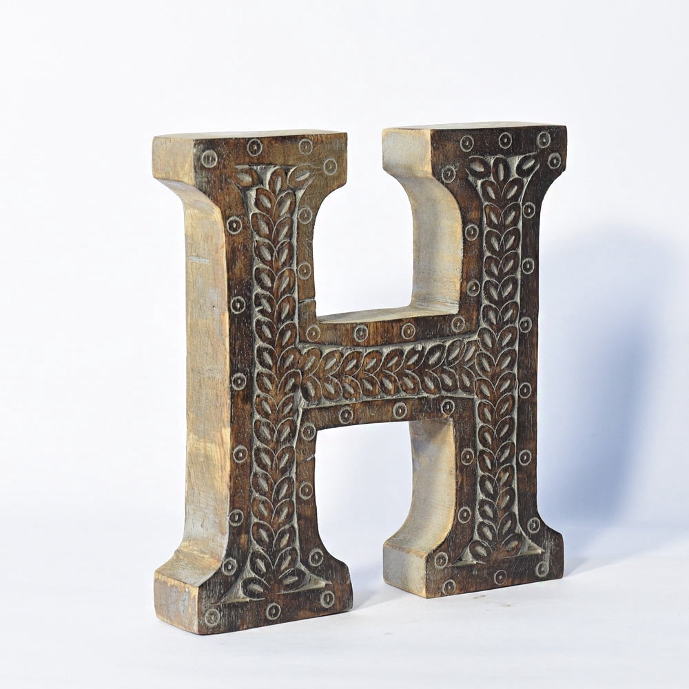 HANDMADE ECO-FRIENDLY "H" WOOD ALPHABET LETTER BLOCK FOR WALL MOUNT ...