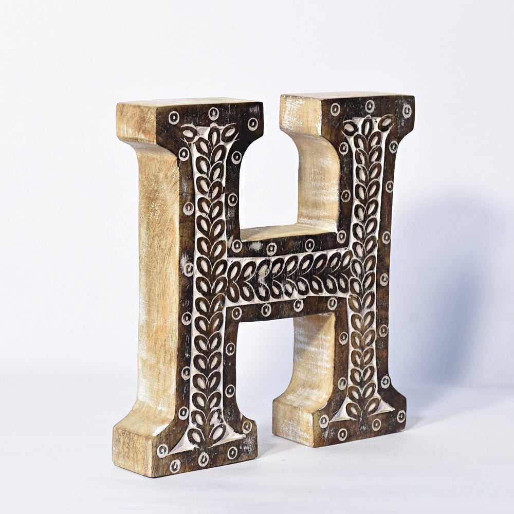 HANDMADE ECO-FRIENDLY "H" WOOD ALPHABET LETTER BLOCK FOR WALL MOUNT ...
