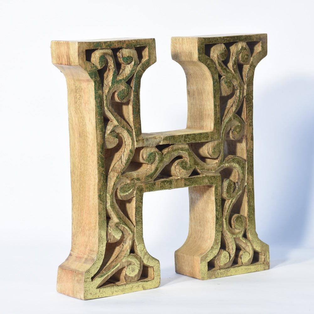 HANDMADE ECO-FRIENDLY "H" WOOD ALPHABET LETTER BLOCK FOR WALL MOUNT ...