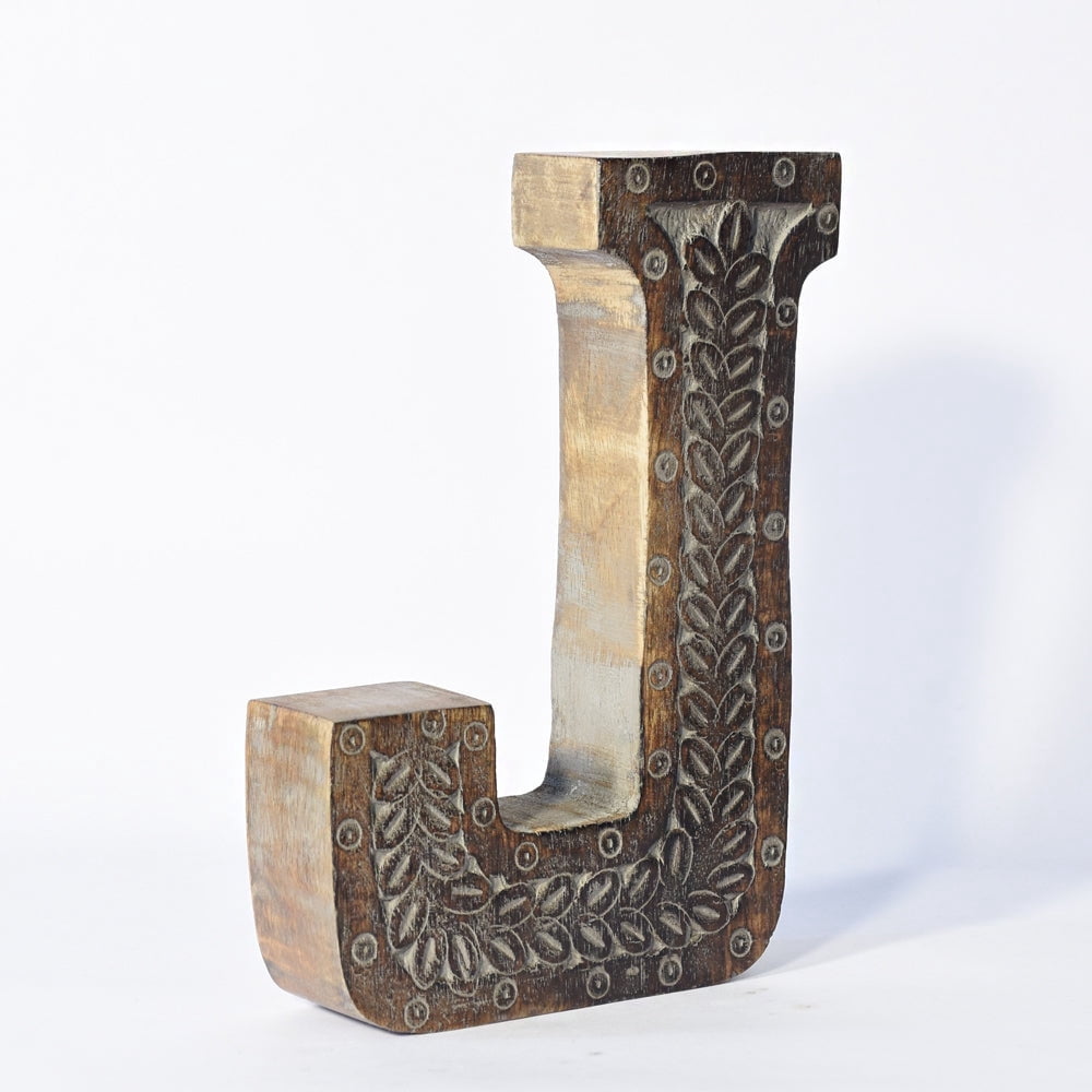 HANDMADE ECO-FRIENDLY "J" WOOD ALPHABET LETTER BLOCK FOR WALL MOUNT ...
