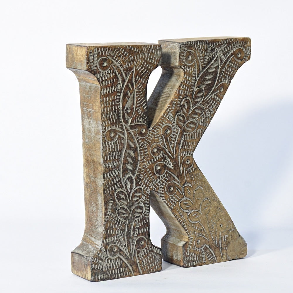 HANDMADE ECO-FRIENDLY "K" WOOD ALPHABET LETTER BLOCK FOR WALL MOUNT ...