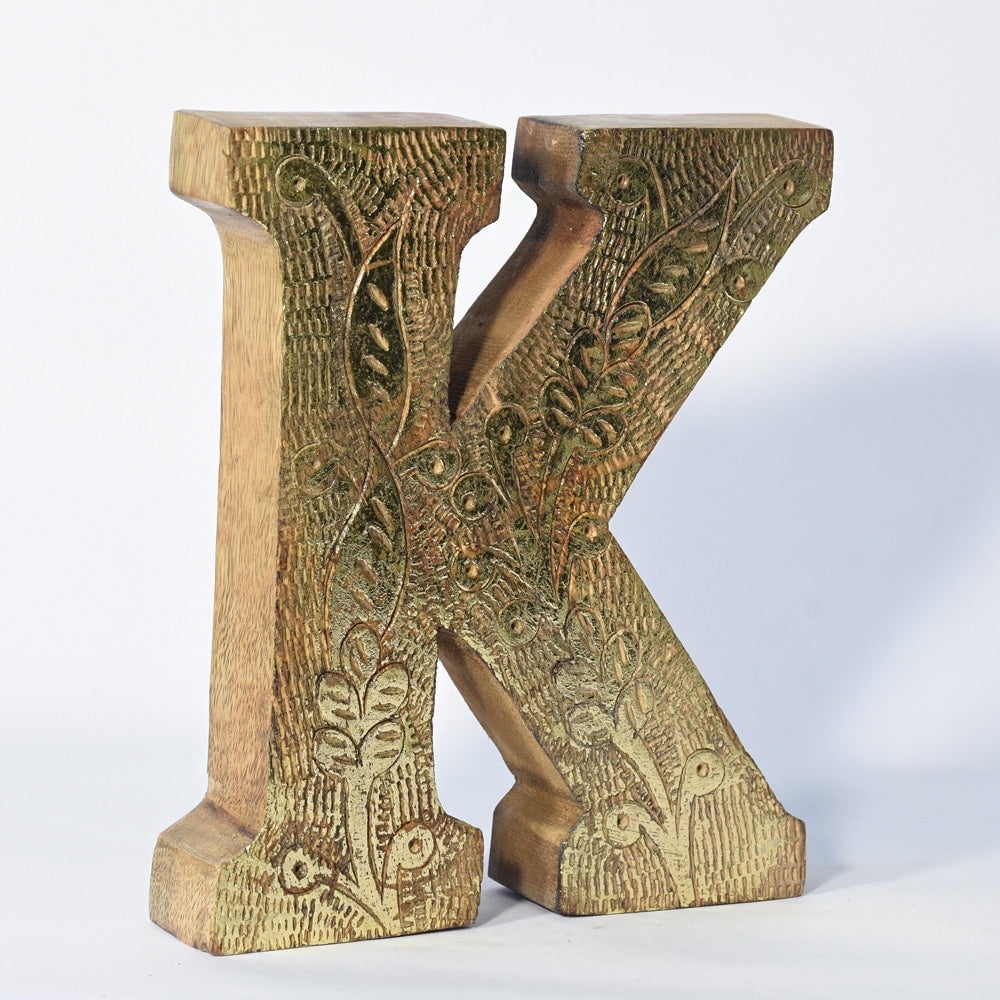 HANDMADE ECO-FRIENDLY "K" WOOD ALPHABET LETTER BLOCK FOR WALL MOUNT ...