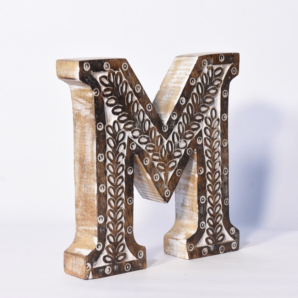 HANDMADE ECO-FRIENDLY "M" WOOD ALPHABET LETTER BLOCK FOR WALL MOUNT ...