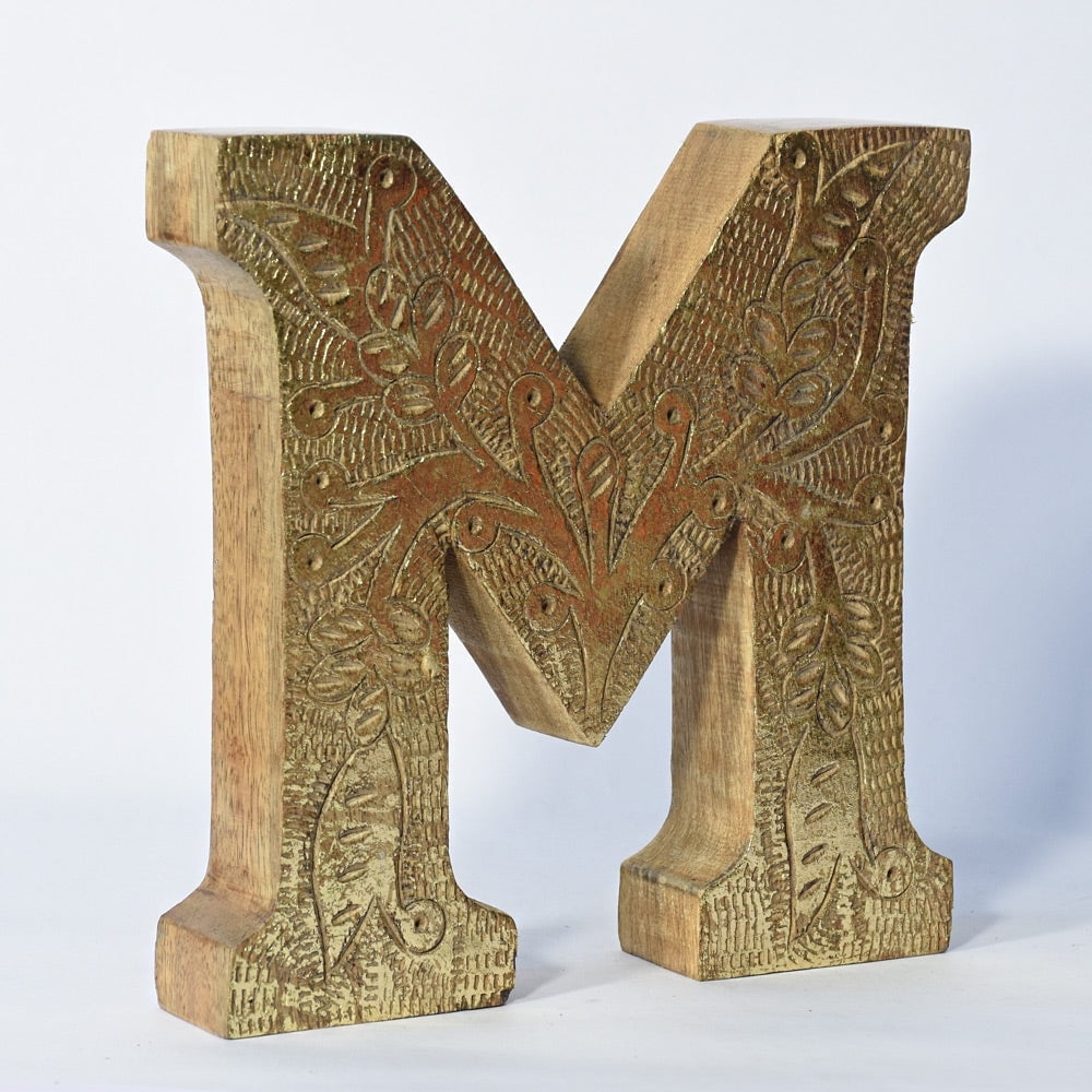 HANDMADE ECO-FRIENDLY "M" WOOD ALPHABET LETTER BLOCK FOR WALL MOUNT ...