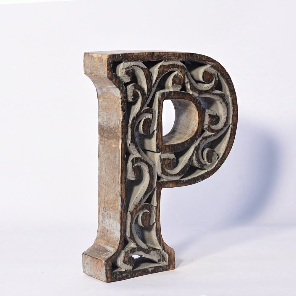 HANDMADE ECO-FRIENDLY "P" WOOD ALPHABET LETTER BLOCK FOR WALL MOUNT ...