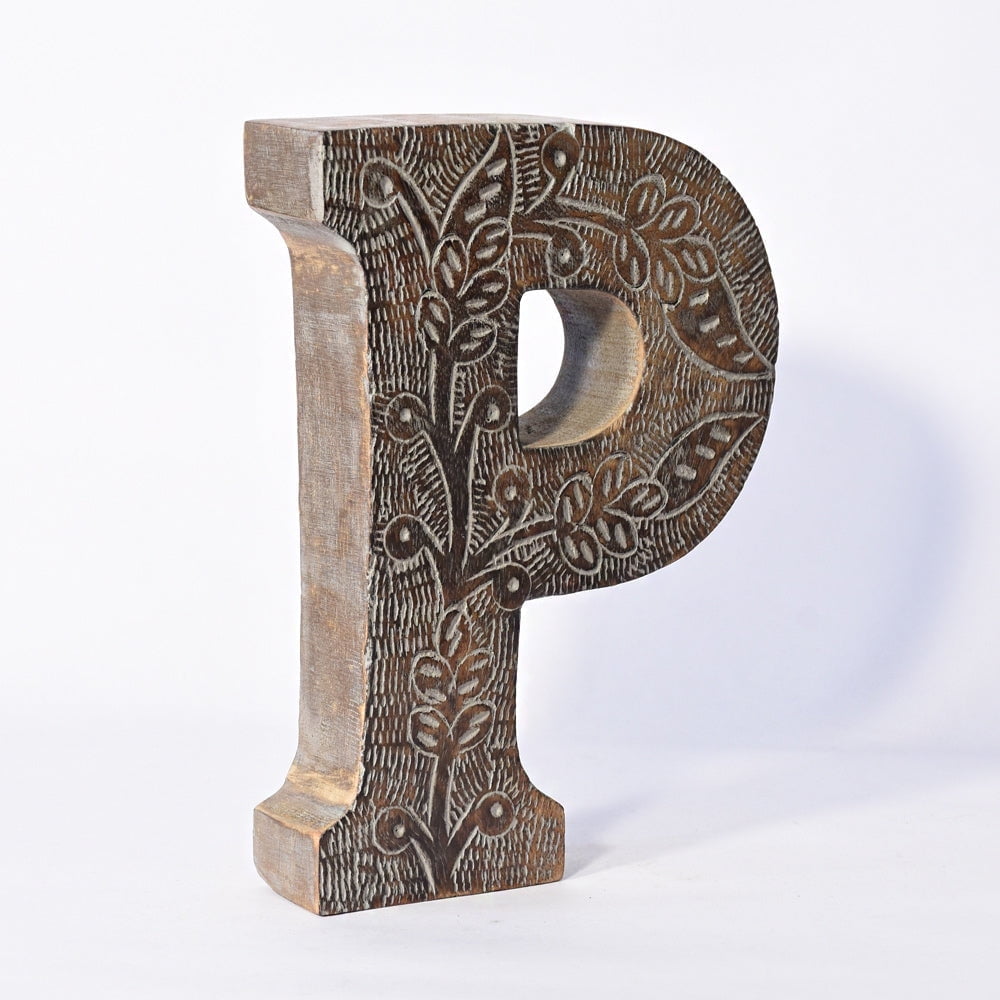 HANDMADE ECO-FRIENDLY "P" WOOD ALPHABET LETTER BLOCK FOR WALL MOUNT ...