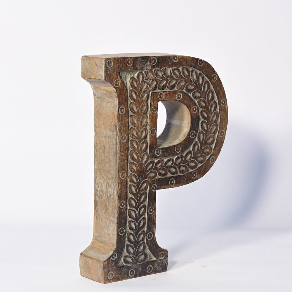 HANDMADE ECO-FRIENDLY "P" WOOD ALPHABET LETTER BLOCK FOR WALL MOUNT ...