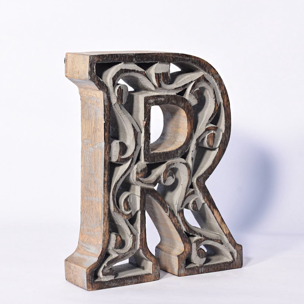 HANDMADE ECO-FRIENDLY "R" WOOD ALPHABET LETTER BLOCK FOR WALL MOUNT ...