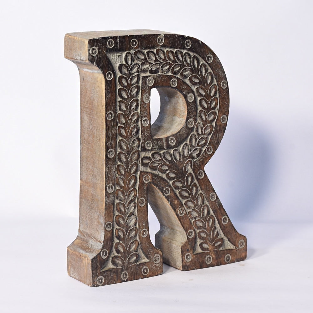 HANDMADE ECO-FRIENDLY "R" WOOD ALPHABET LETTER BLOCK FOR WALL MOUNT ...