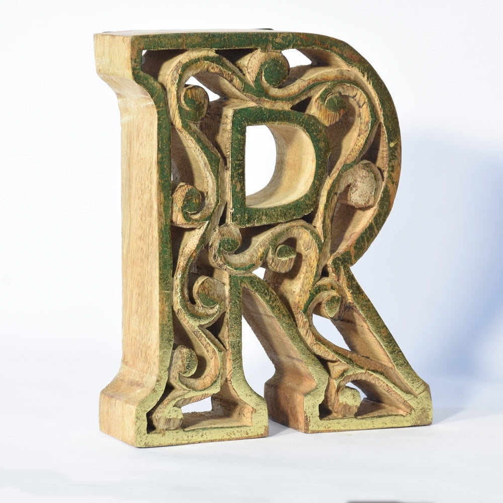 HANDMADE ECO-FRIENDLY "R" WOOD ALPHABET LETTER BLOCK FOR WALL MOUNT ...