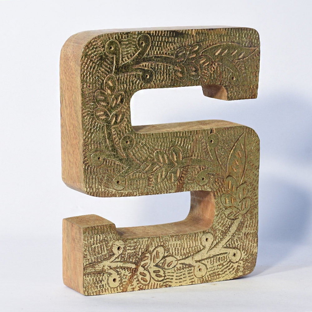 HANDMADE ECO-FRIENDLY "S" WOOD ALPHABET LETTER BLOCK FOR WALL MOUNT ...