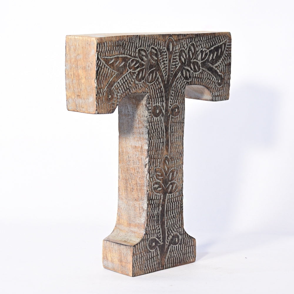 HANDMADE ECO-FRIENDLY "T" WOOD ALPHABET LETTER BLOCK FOR WALL MOUNT ...