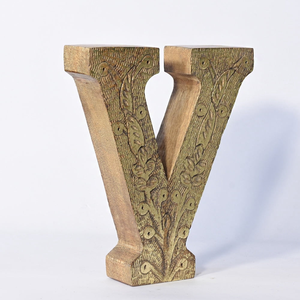 HANDMADE ECO-FRIENDLY "V" WOOD ALPHABET LETTER BLOCK FOR WALL MOUNT ...