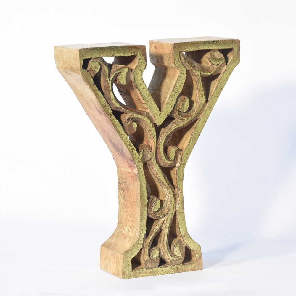 HANDMADE ECO-FRIENDLY "Y" WOOD ALPHABET LETTER BLOCK FOR WALL MOUNT ...