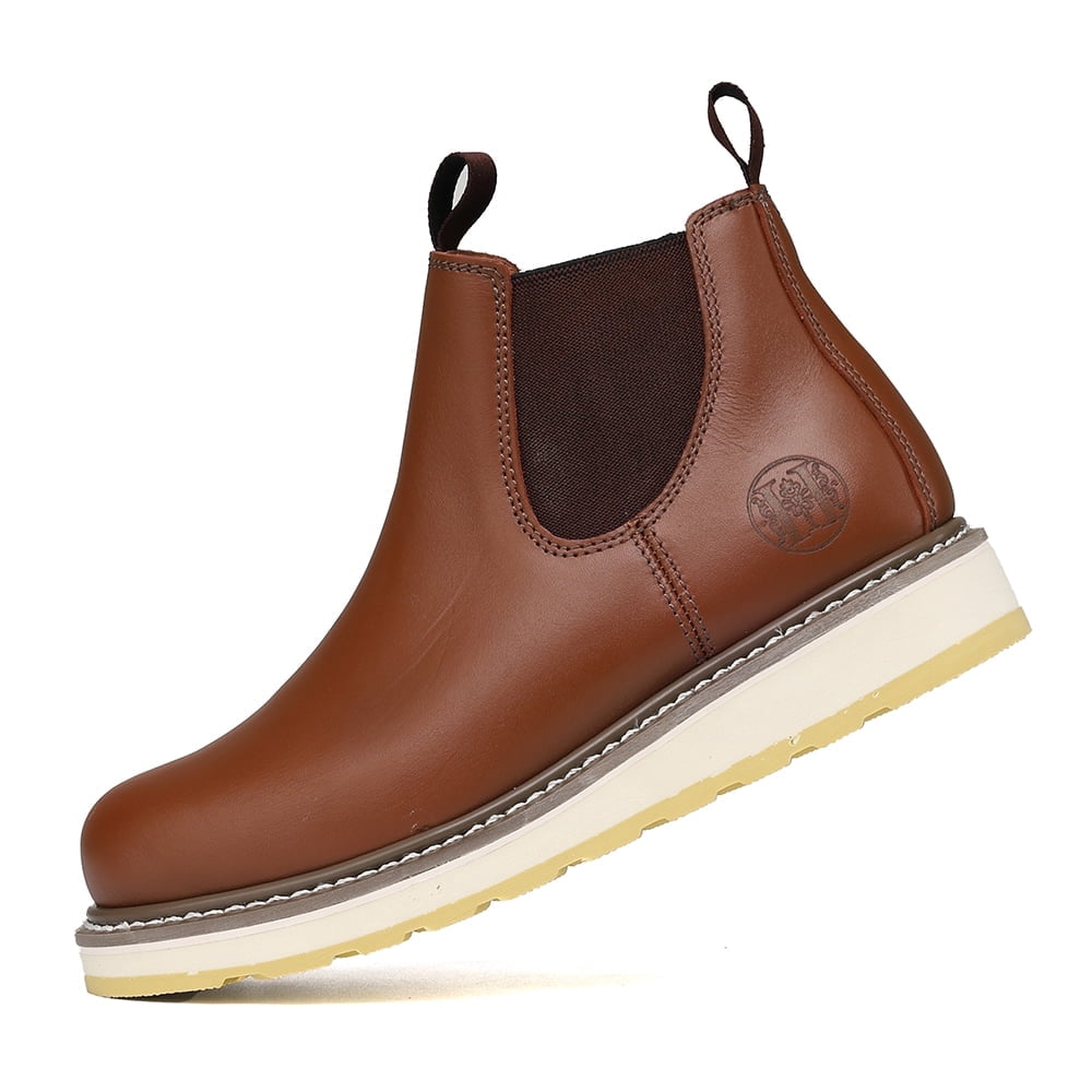 HANDMEN Slip-on Soft Toe Work Boot for Men, 6 in Leather Slip Resistant ...