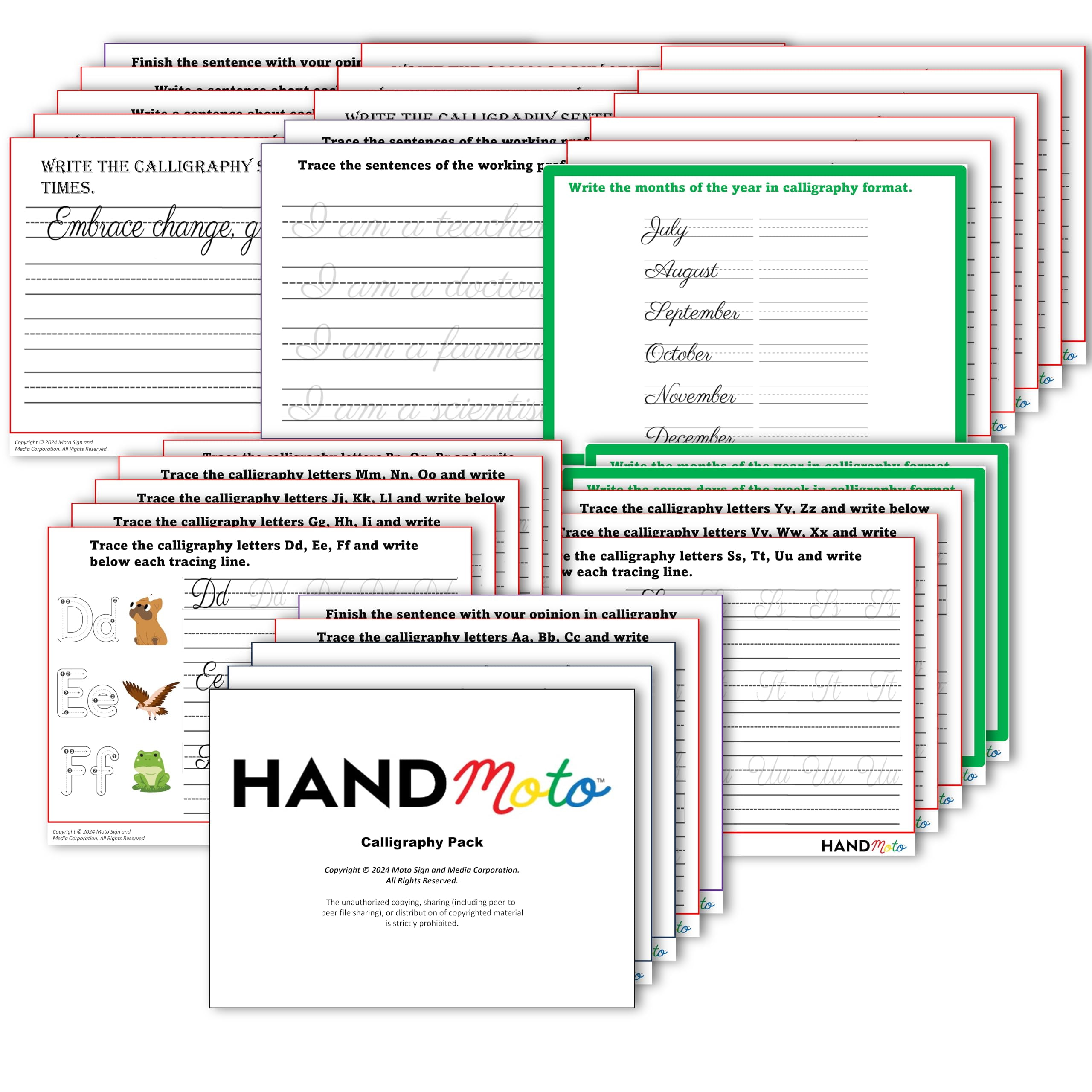 HANDMoto Calligraphy Activity Pack for any age - Our Calligraphy ...