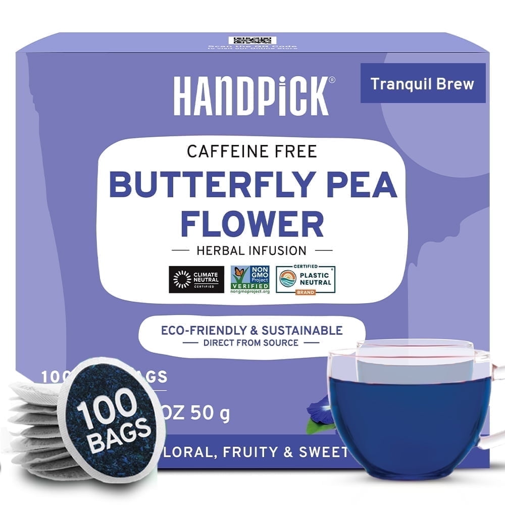 HANDPICK, Butterfly Pea Flower Tea (100 Count) | Premium Dried ...
