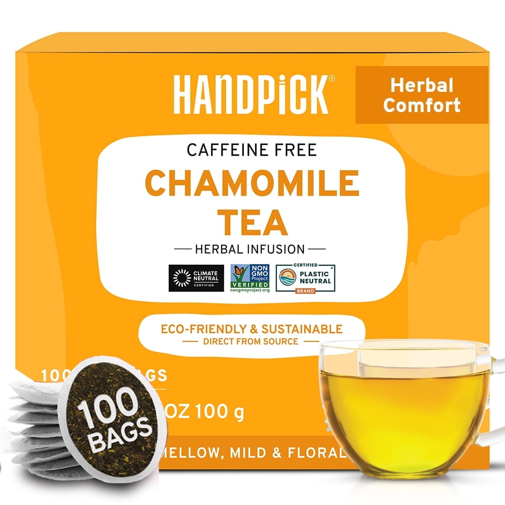 HANDPICK, Chamomile Tea Bags (100 Count) | Stress Relief Tea, Bedtime ...