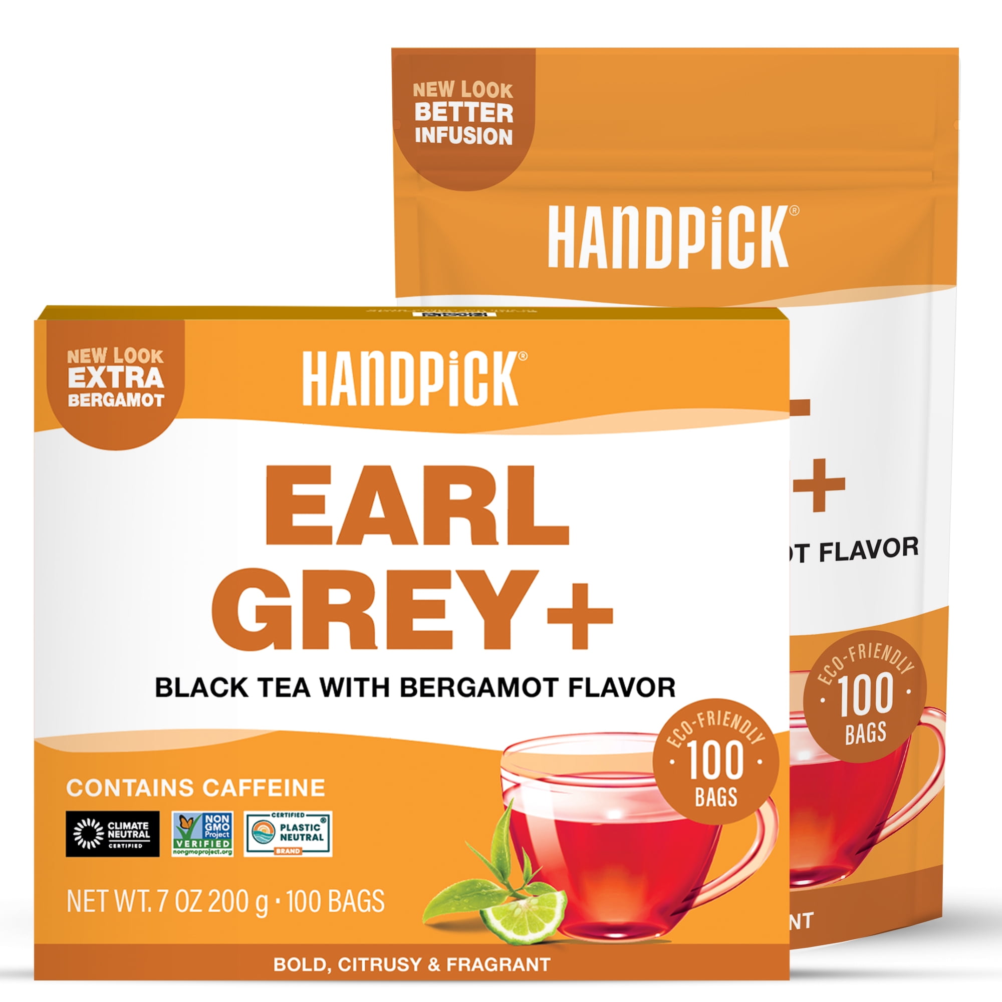 HANDPICK Organic Earl Grey Tea, 100 Count, Black Tea Bags with Benefits ...