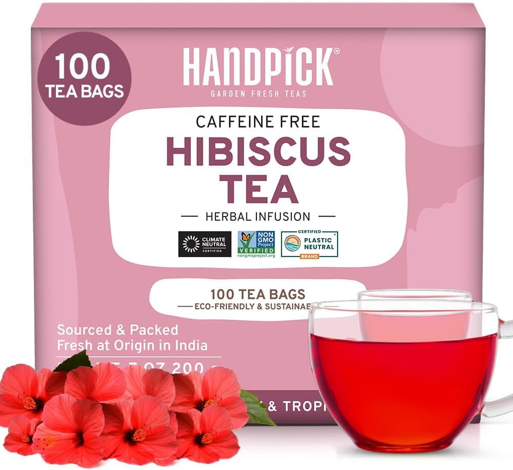HANDPICK, Hibiscus Tea, Eco-Conscious Tea Bags - 100 Count | Caffeine ...
