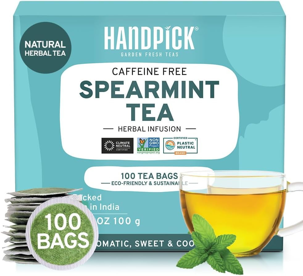 HANDPICK, Spearmint Tea Bags ( 100 Count) | Eco-Conscious Herbal Tea ...
