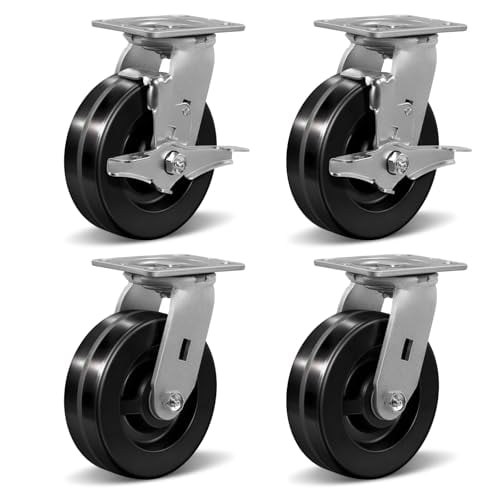 HANDSAMMU'S 6"x2" Heavy Duty Casters,Industrial Casters- Set of 4 with ...