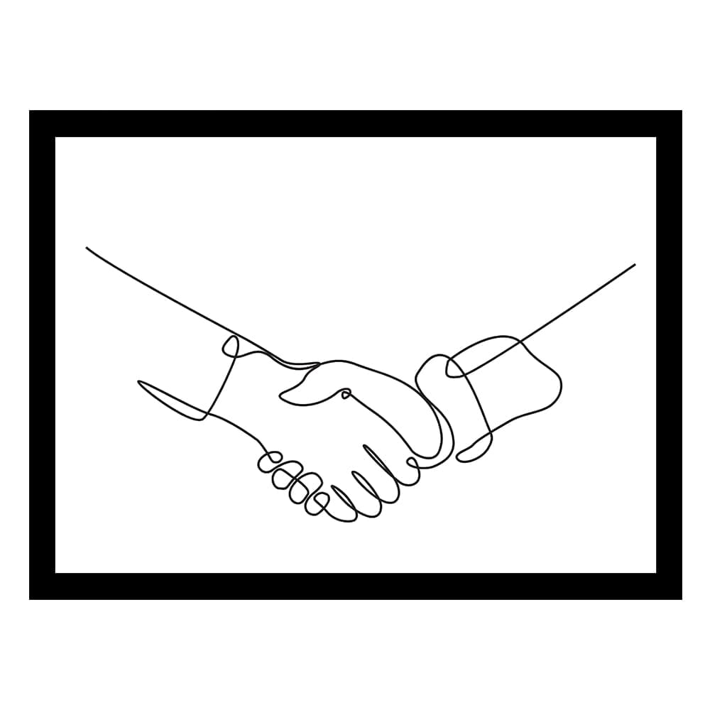 HANDSHAKE LINE ART Framed Print - Walmart.com