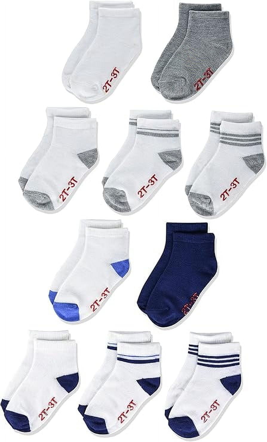 Hanes Infant/Toddler Boys' Ankle Socks, Gripper Foot Bottoms, 10-Pairs ...