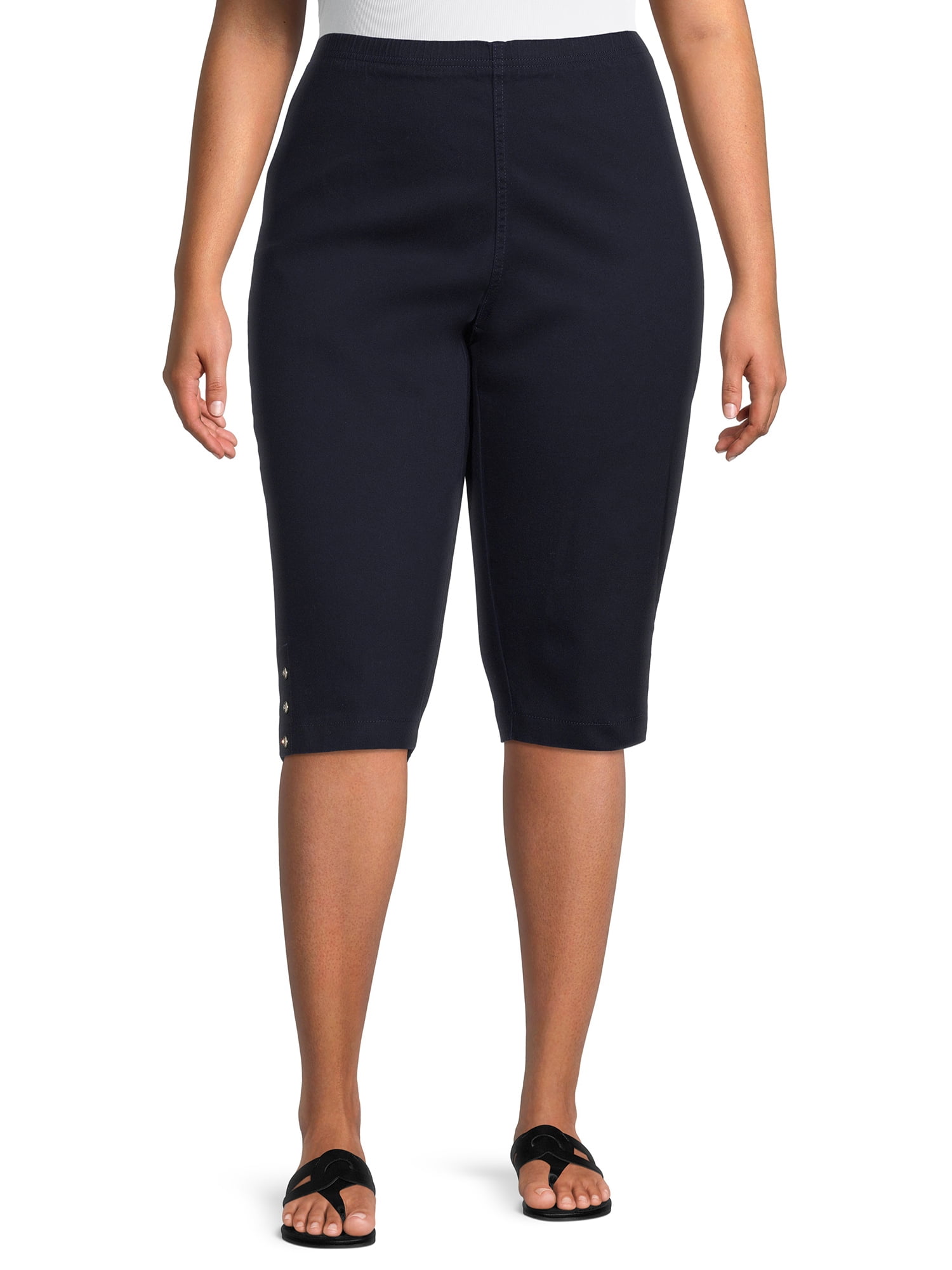 JMS Just My Size by Hanes Women's Plus Size Pull on Bling Tab Capri ...