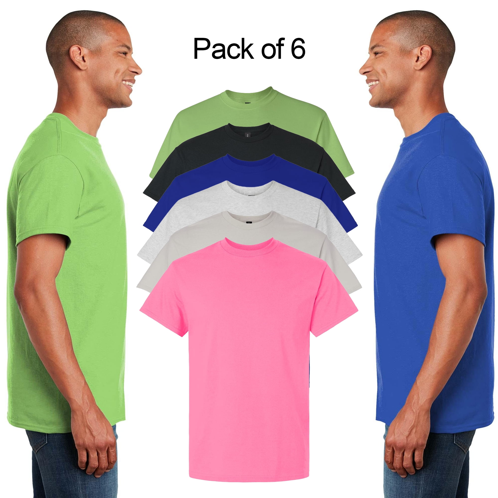 HANES Men's Assorted T-Shirt - M Size | 100% Cotton 6 Pack Crew Neck ...